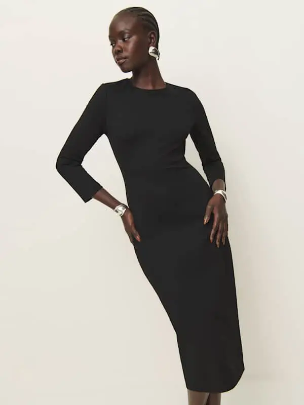 Reformation Millie Knit Midi Dress In Black - 70% Off | Editorialist