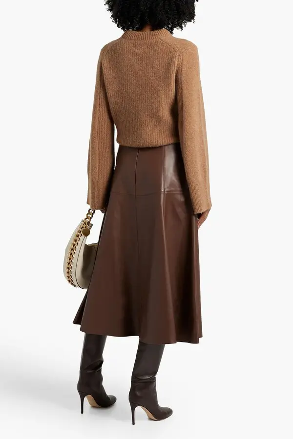 Oscar De La Renta Belted Leather Midi Skirt In Brown 55% Off - Main Image