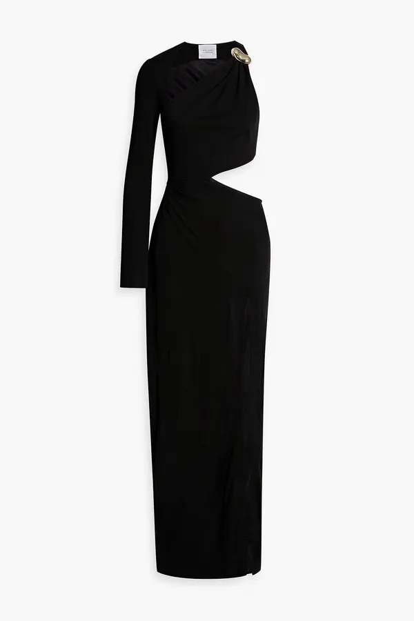 Galvan Alicja One-sleeve Embellished Cutout Gown