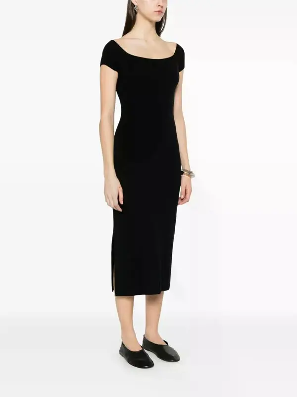 Eric Bompard Bardot-neckline Midi Dress - Black