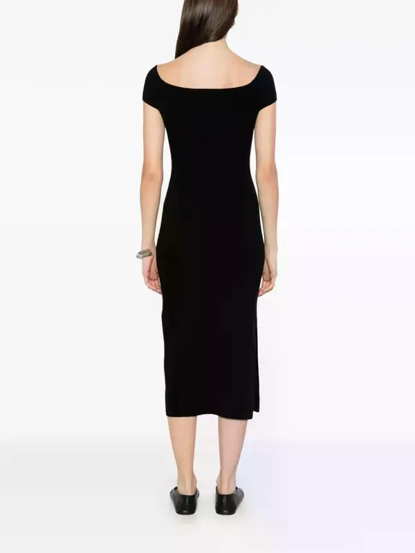 Eric Bompard Bardot-neckline Midi Dress - Black