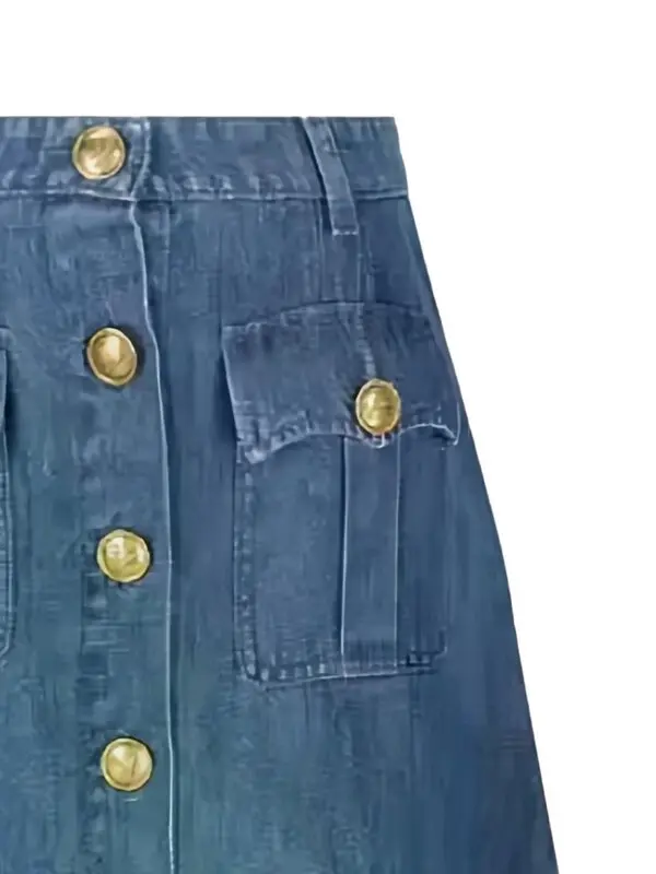 Valentino Garavani Lightweight Denim Cotton Midi Skirt - Blue