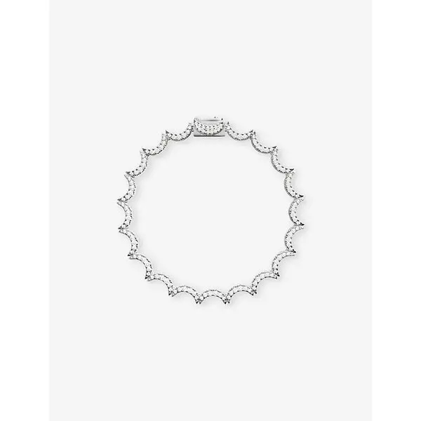 APM MONACO Wavy Sterling And Cubic Zirconia Bracelet - Silver