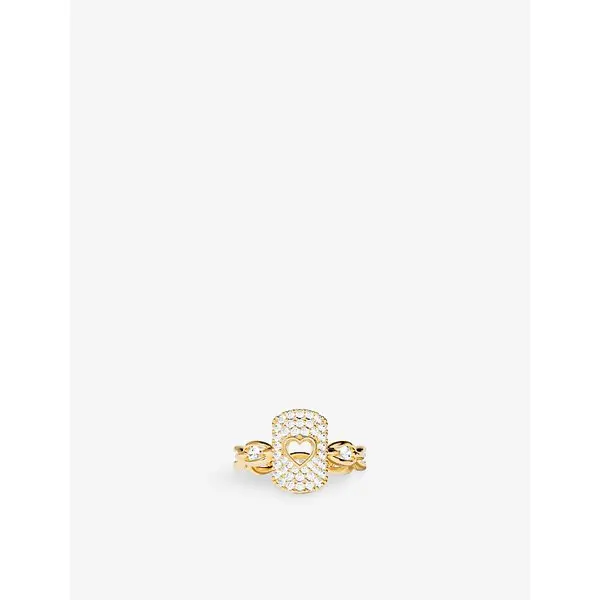 APM MONACO Heart Pavé Chain Ring - Gold Alloy