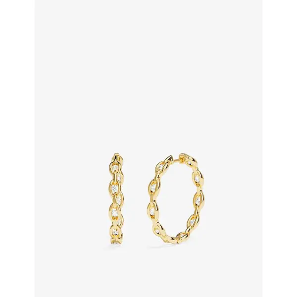 APM MONACO Pavé Chain Hoop Earrings - Gold Alloy