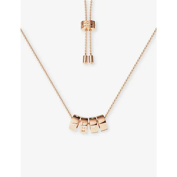 APM MONACO Love Morse Code Pendant Necklace - Rose Gold Alloy