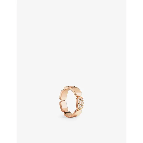 APM MONACO 18ct Rose Gold-plated Cubic Zirconia Link Ring - Rose Gold Alloy