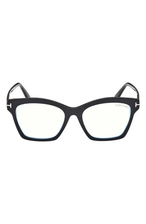 TOM FORD 53mm Square Frame Eyeglasses - Black Eco / T Logo