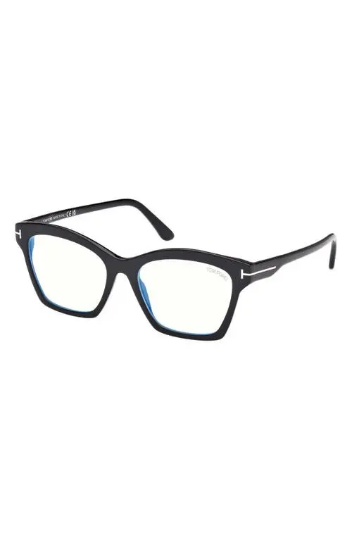 TOM FORD 53mm Square Frame Eyeglasses - Black Eco / T Logo