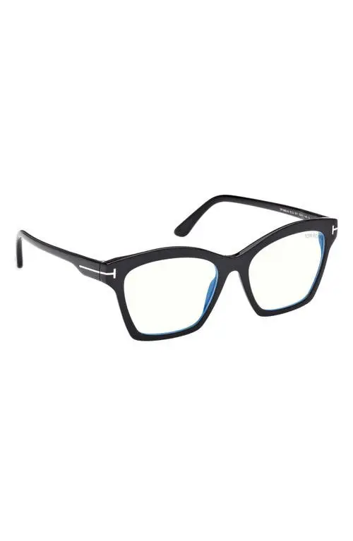 TOM FORD 53mm Square Frame Eyeglasses - Black Eco / T Logo