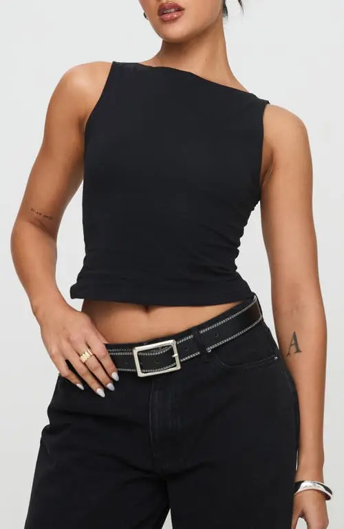 Princess Polly Bleeker Boat Neck Crop Tank - Black