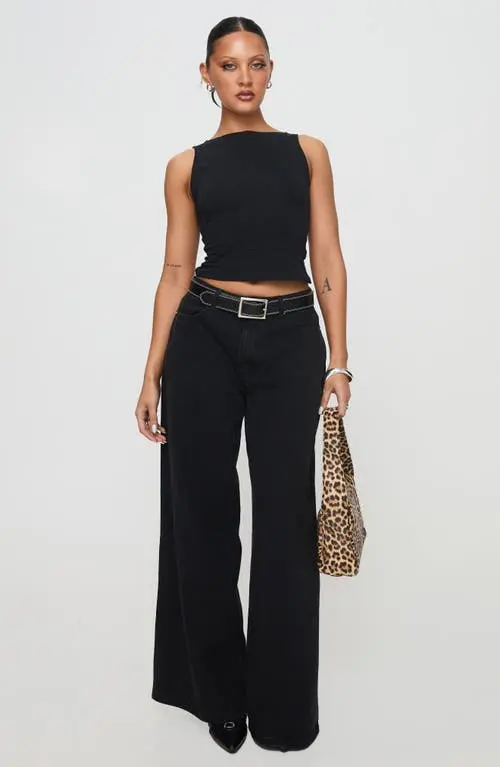 Princess Polly Bleeker Boat Neck Crop Tank - Black