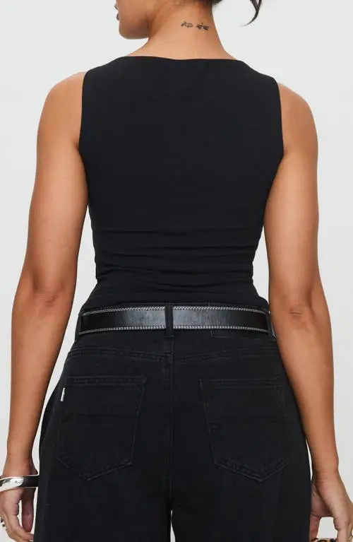 Princess Polly Bleeker Boat Neck Crop Tank - Black
