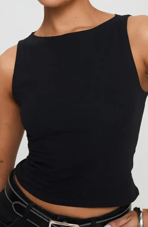 Princess Polly Bleeker Boat Neck Crop Tank - Black