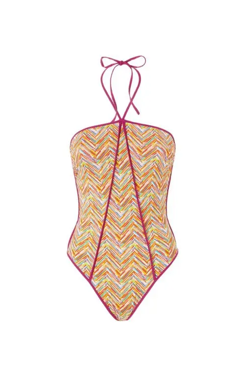 Missoni Reversible One-piece Swimsuit With Print And Contrasting Piping