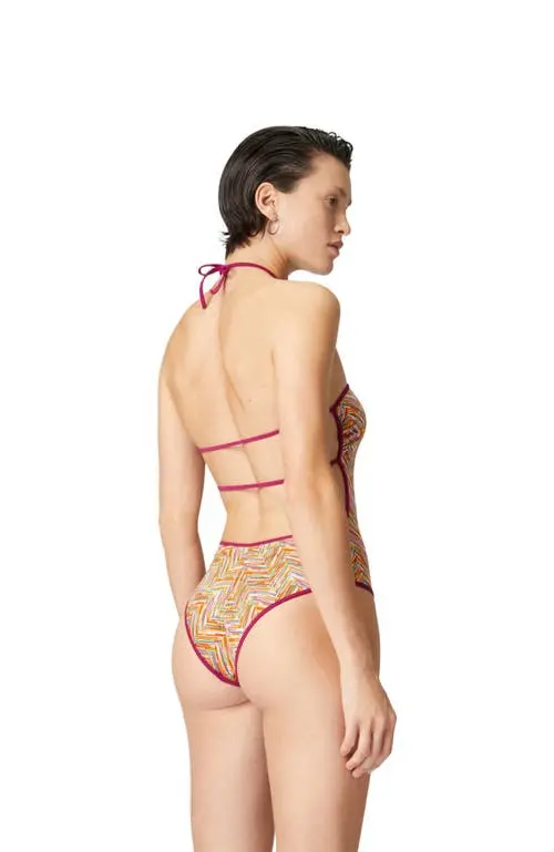 Missoni Reversible One-piece Swimsuit With Print And Contrasting Piping