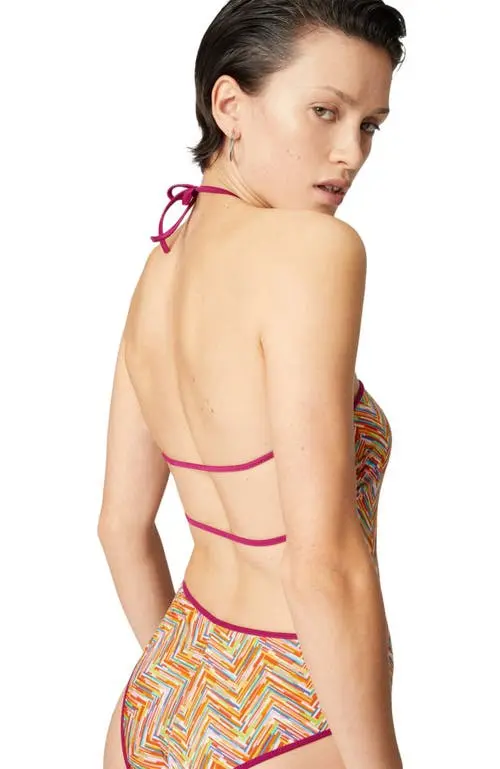 Missoni Reversible One-piece Swimsuit With Print And Contrasting Piping