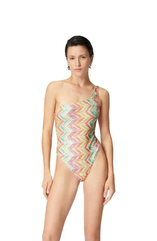 Missoni One-shoulder Printed One-piece Swimsuit - Multicoloured