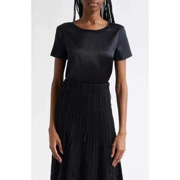 Emporio Armani Satin Stretch Silk T-shirt - Black