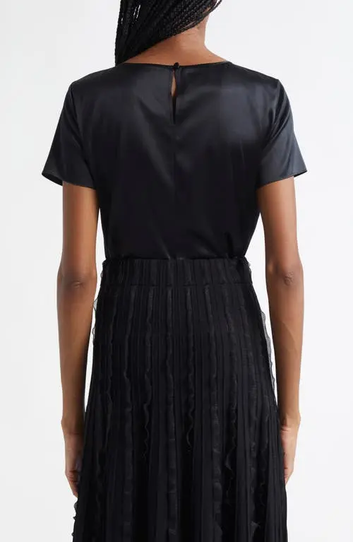 Emporio Armani Satin Stretch Silk T-shirt - Black