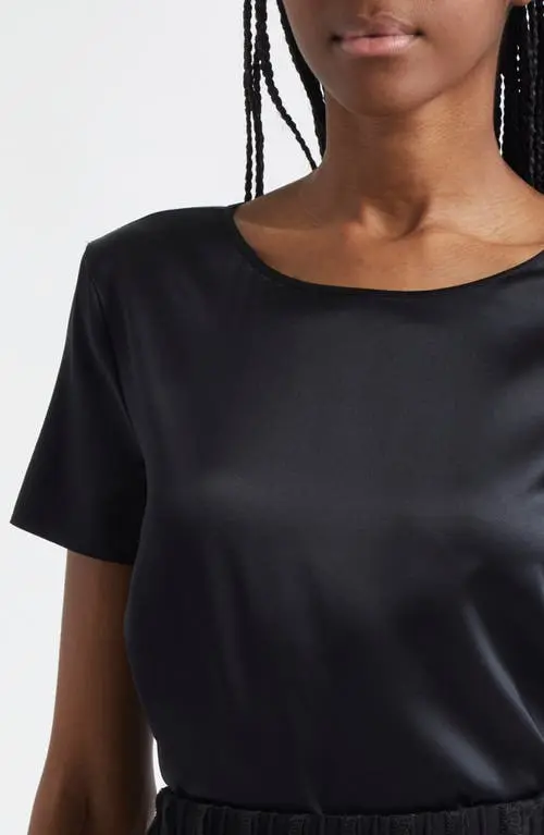 Emporio Armani Satin Stretch Silk T-shirt - Black