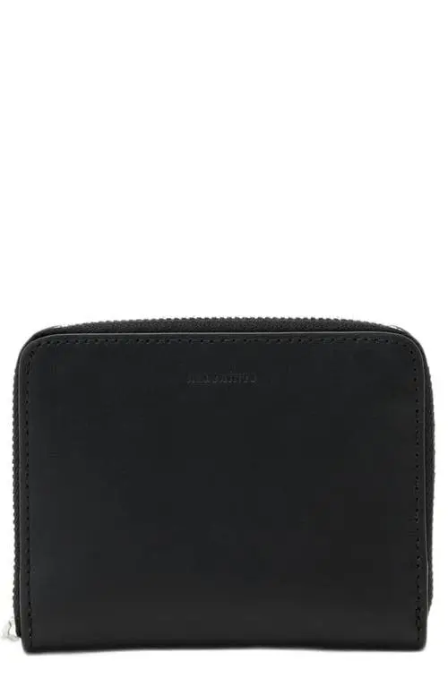 ALLSAINTS Lena Hex Leather Zip Wallet - Black/silver