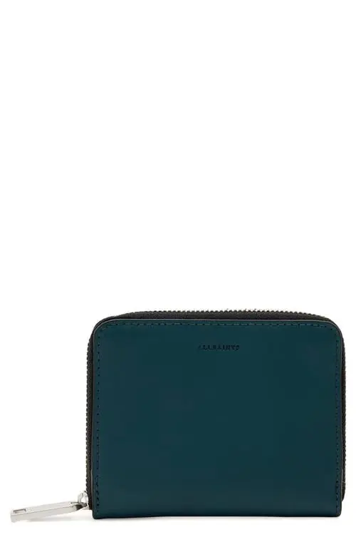ALLSAINTS Lena Hex Leather Zip Wallet - Emerald Green