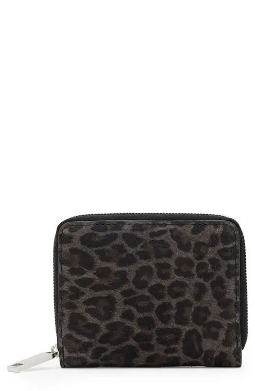 ALLSAINTS Lena Hex Leather Zip Wallet - Leopard Brown