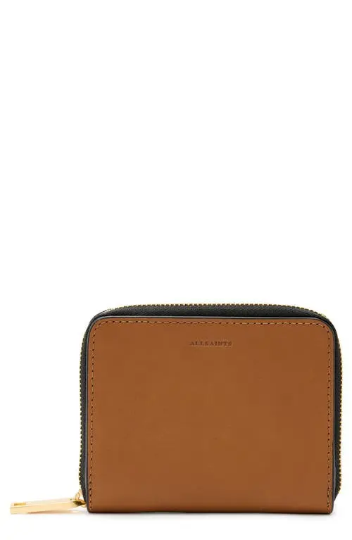 ALLSAINTS Lena Hex Leather Zip Wallet - Sepia Brown