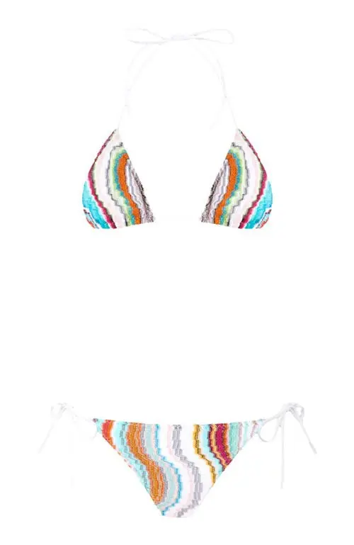 Missoni Triangle Bikini With Lamé Wave Motif - Multicoloured