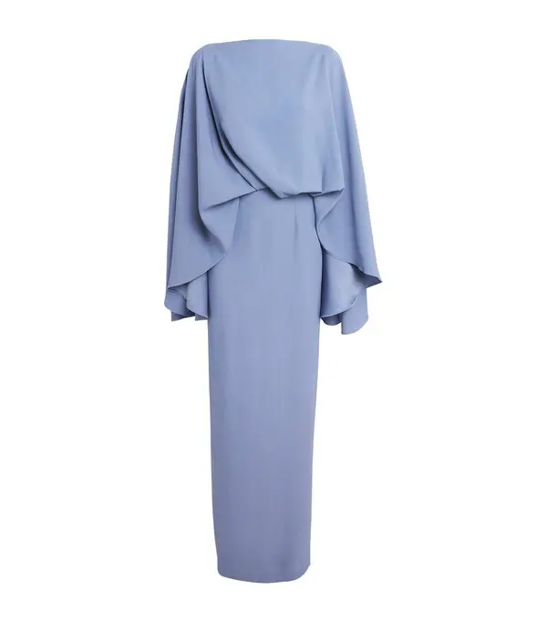TALLER MARMO Crepe Cady Draped Eolia Gown - Blue