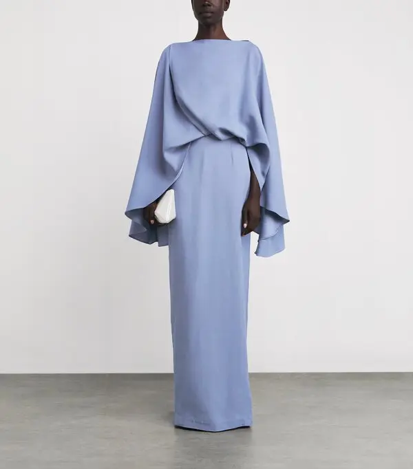 TALLER MARMO Crepe Cady Draped Eolia Gown - Blue
