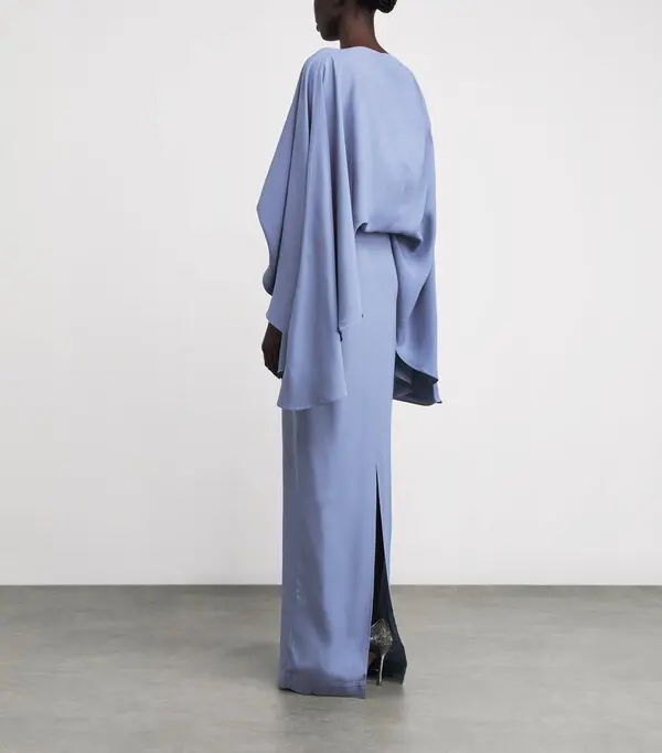 TALLER MARMO Crepe Cady Draped Eolia Gown - Blue