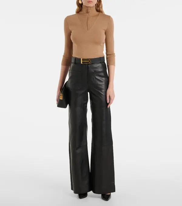 Victoria Beckham Alina High-rise Leather Bootcut Pants