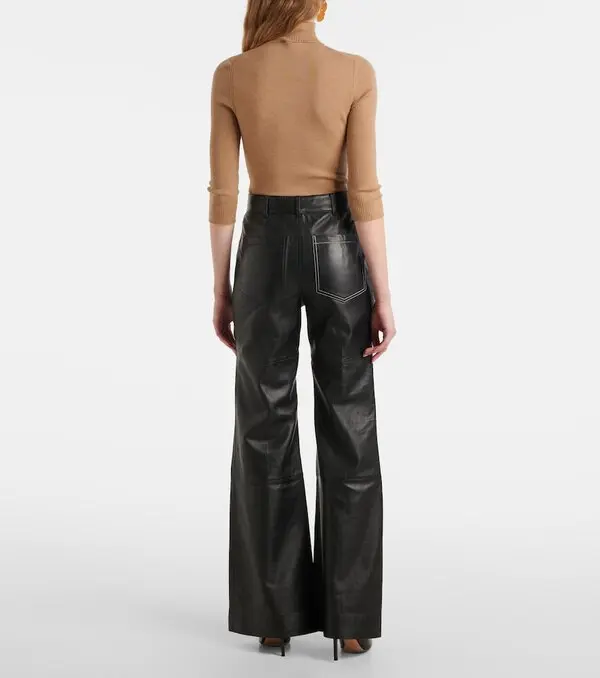 Victoria Beckham Alina High-rise Leather Bootcut Pants