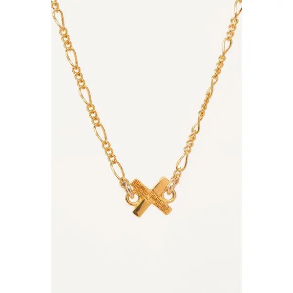 GWEN BELOTI Woven X Charm Necklace - Gold
