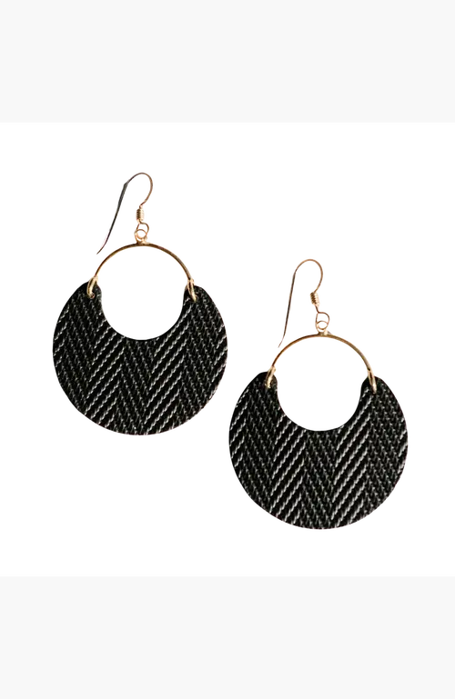 NICKEL & SUEDE Ninas Earrings - Black / Silver Metal