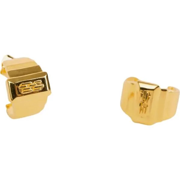 GWEN BELOTI Tiered Block Hoop Earrings - Gold