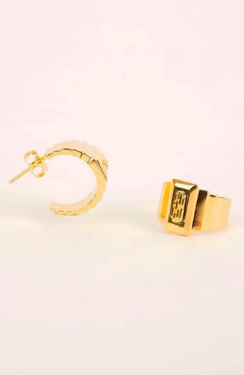 GWEN BELOTI Tiered Block Hoop Earrings