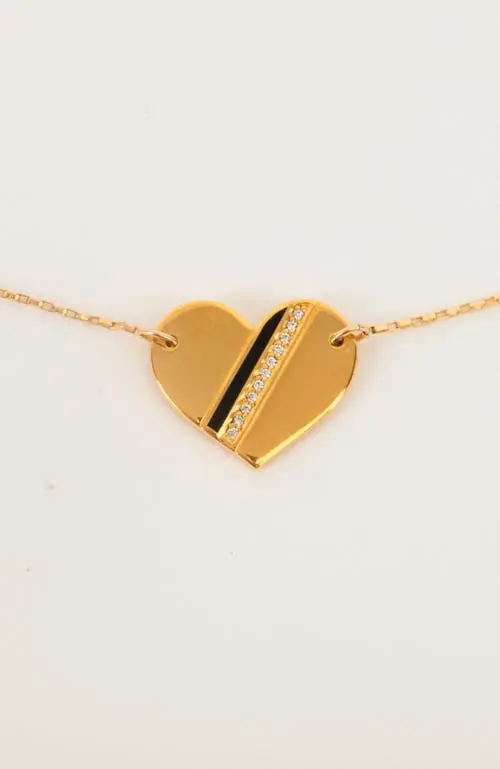 GWEN BELOTI Heart Stripe Pendant Necklace - Gold