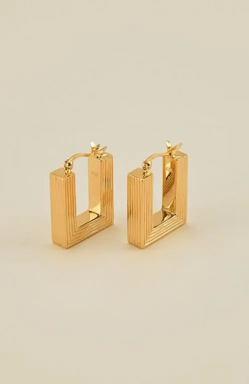 GWEN BELOTI Lina Boxy Rectangle Hoop Earring - Gold