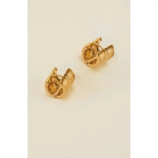 GWEN BELOTI Lina Double Hoop Huggie Earring - Gold