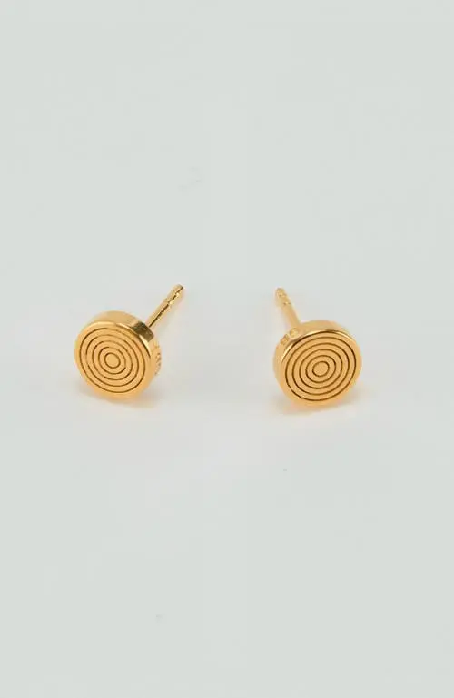 GWEN BELOTI Etched Round Disk Stud Earrings - Gold