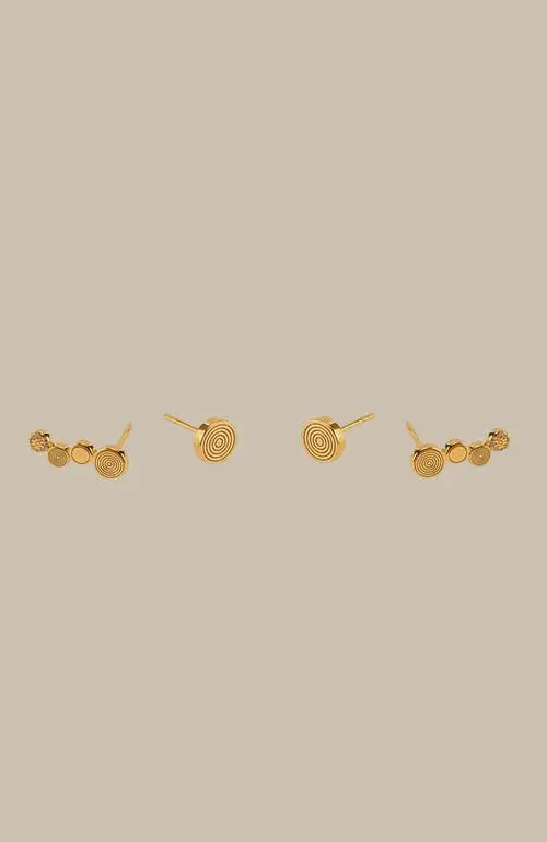 GWEN BELOTI Etched Round Disk Stud Earrings