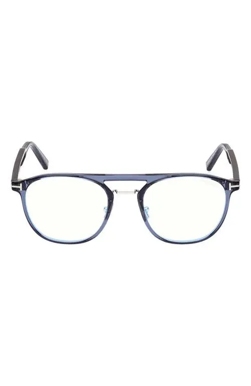 TOM FORD 52mm Pilot Blue Light Blocking Glasses - Blue/t Logo/blue Block