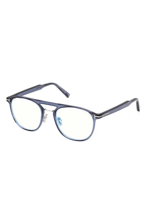 TOM FORD 52mm Pilot Blue Light Blocking Glasses - Blue/t Logo/blue Block