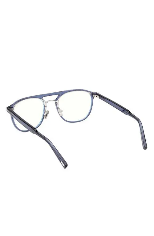 TOM FORD 52mm Pilot Blue Light Blocking Glasses - Blue/t Logo/blue Block