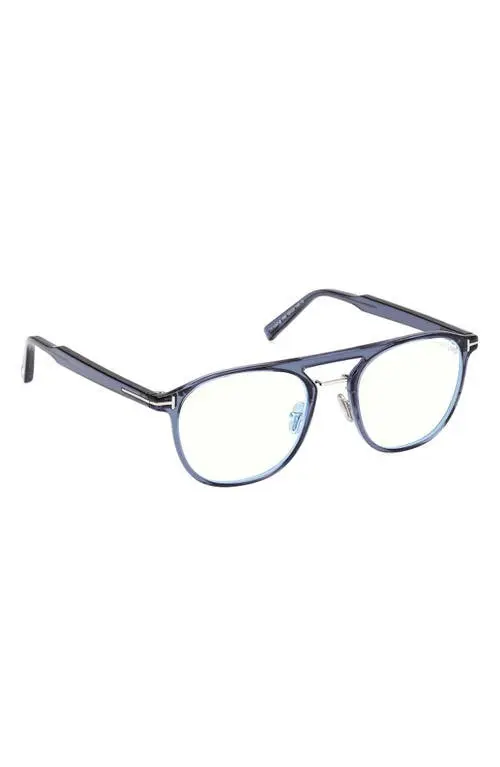 TOM FORD 52mm Pilot Blue Light Blocking Glasses - Blue/t Logo/blue Block