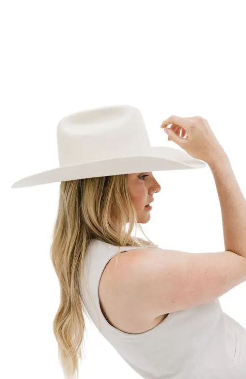 Gigi Pip Teddy Cattleman Hat - Off-white