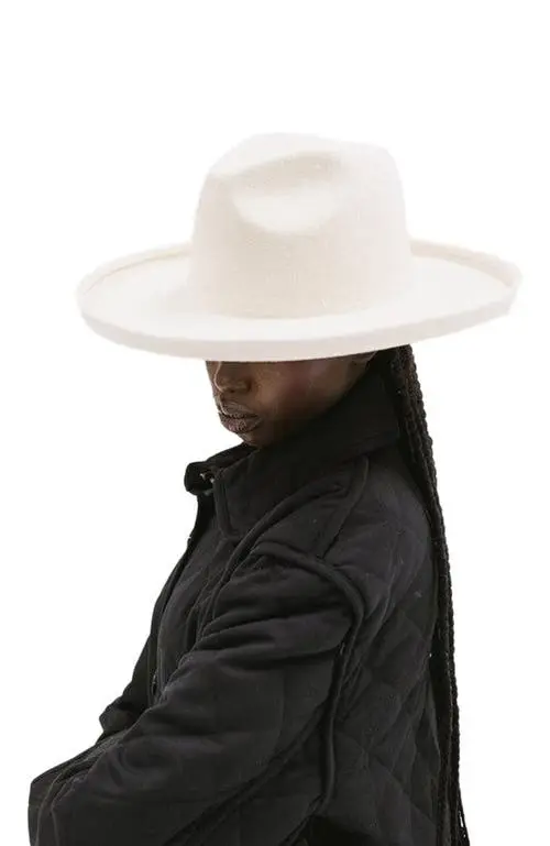 Gigi Pip Maude Wide Brim Fedora Hat - Off-white